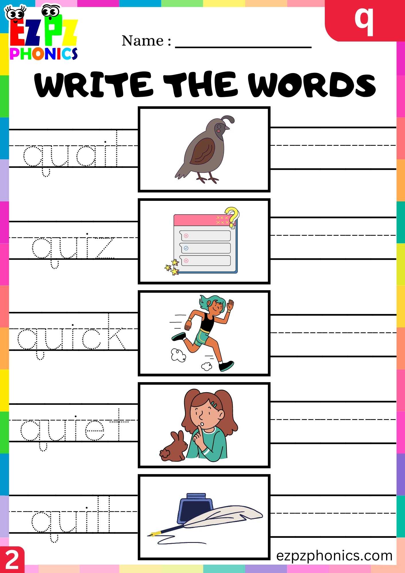 Group2 Letter Q Write The Words Beginning Sounds Worksheet - ezpzphonics.com